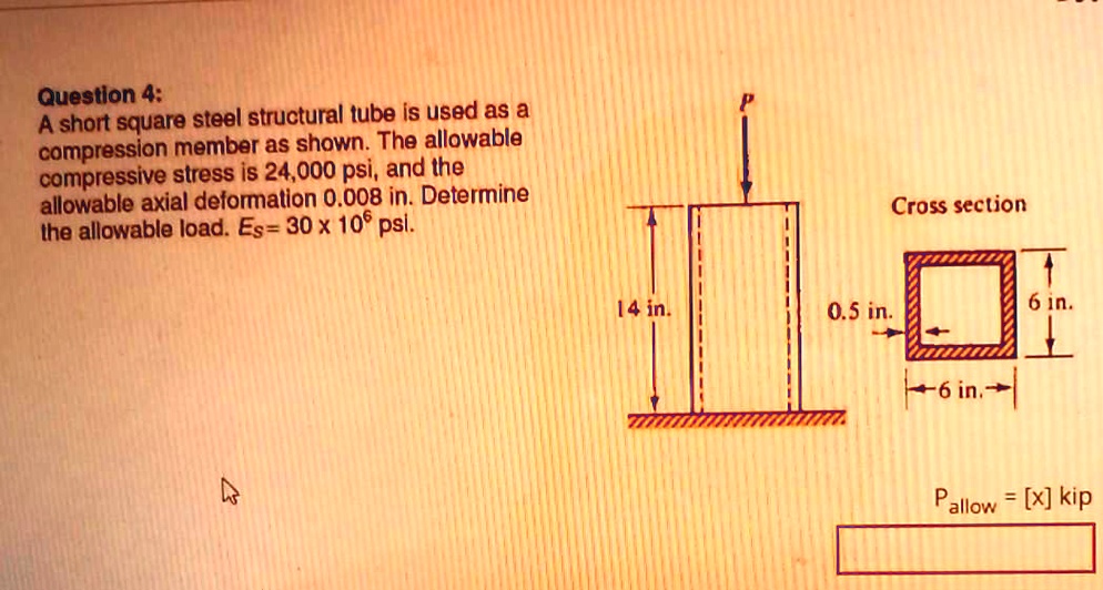 questlon 4 a short square steel structural tube is used as a ...