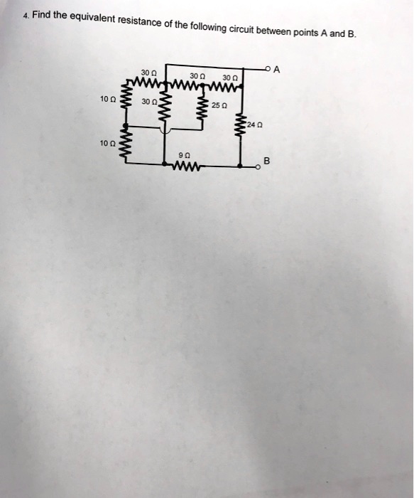 SOLVED: Find the equivalent resistance of the following circuit between points A and B. 30 Î© J ...