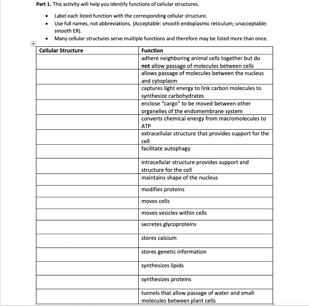 SOLVED: Part 1. This activity will help you identify functions of ...