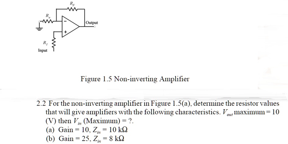 SOLVED: Figure 1.5 Non-inverting Amplifier 2.2 For the non-inverting amplifier in Figure 1.5(a ...