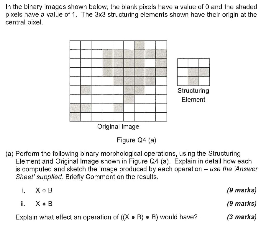 Solved In The Binary Images Shown Below The Blank Pixels Have A Value Of 0 And The Shaded