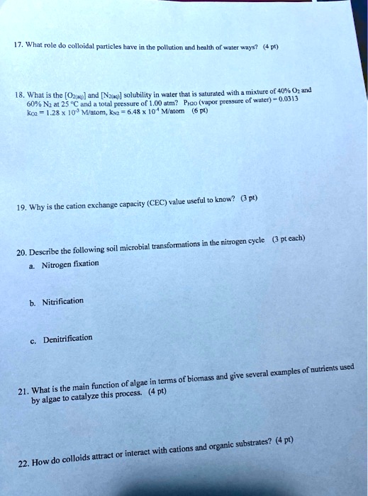 SOLVED: Whal role colloidal particles have pollution Muhec alcn 4ny ...