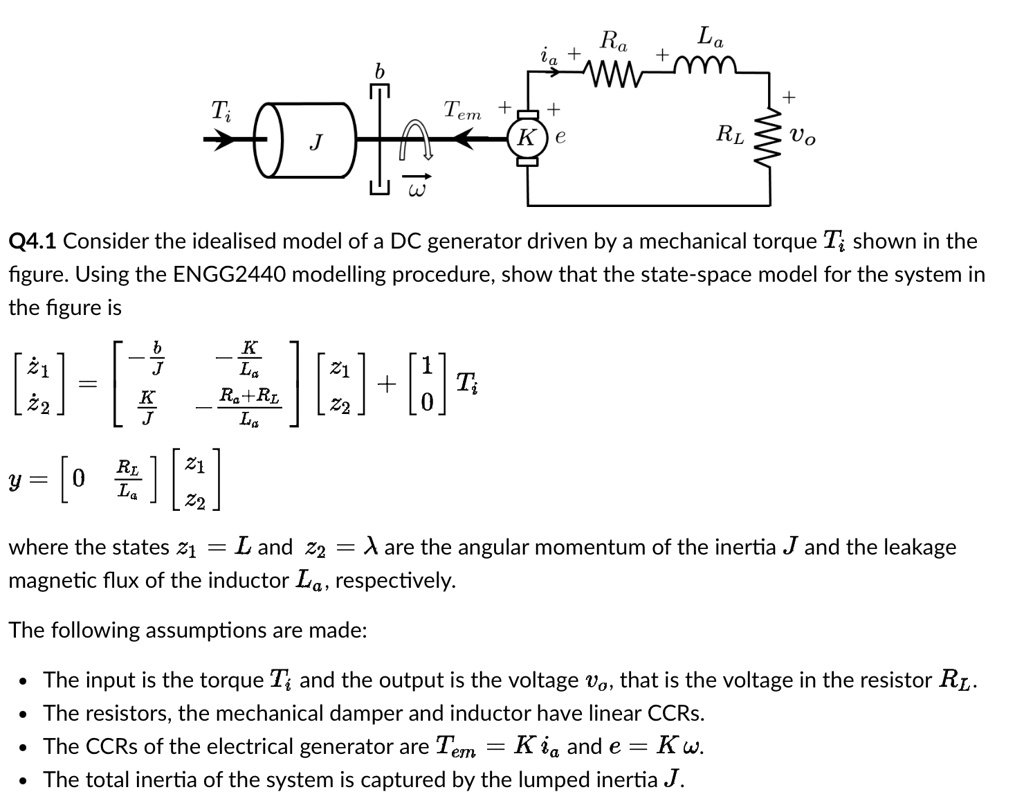 SOLVED: Q4.1 Consider the idealized model of a DC generator driven by a mechanical torque Ti ...