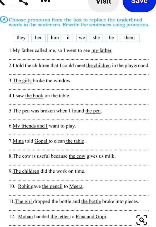 SOLVED: 'rewrite the sentences using pronoun' SOLVED: 'rewrite the sentences using pronoun'