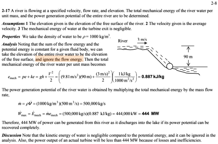 SOLVED: Why is the flow energy ignored in this problem? 2-8 2-17 A ...