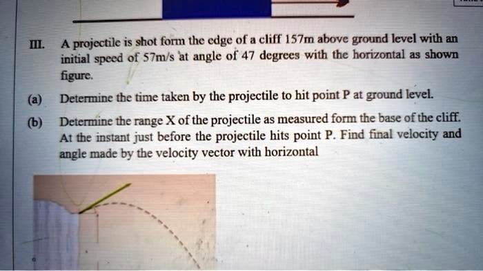 SOLVED: A projectile is shot from the edge of a cliff 50m above ground ...