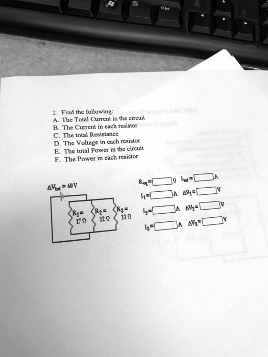 SOLVED: 2. Find the following: A. The Total Current in the circuit B. The Current in each ...