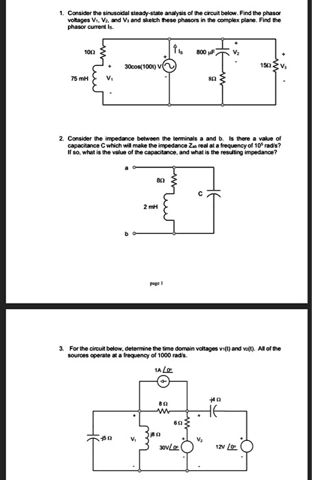 SOLVED: Consider the sinusoidal steady-state analysis of the circuit below. Find the phasor ...