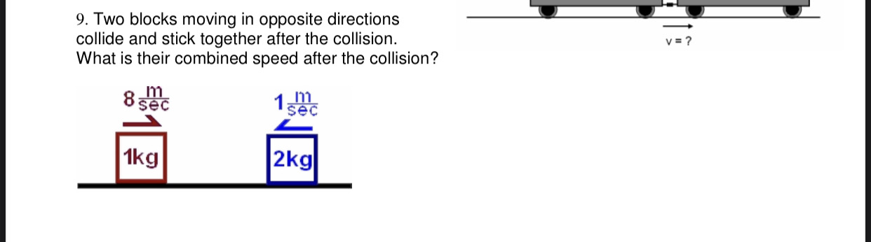 Solved 9 Two Blocks Moving In Opposite Directions Collide And Stick Together After The