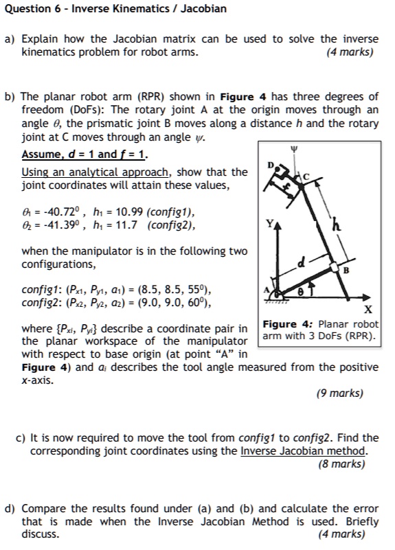 question 6 inverse kinematics jacobian a explain how the jacobian ...
