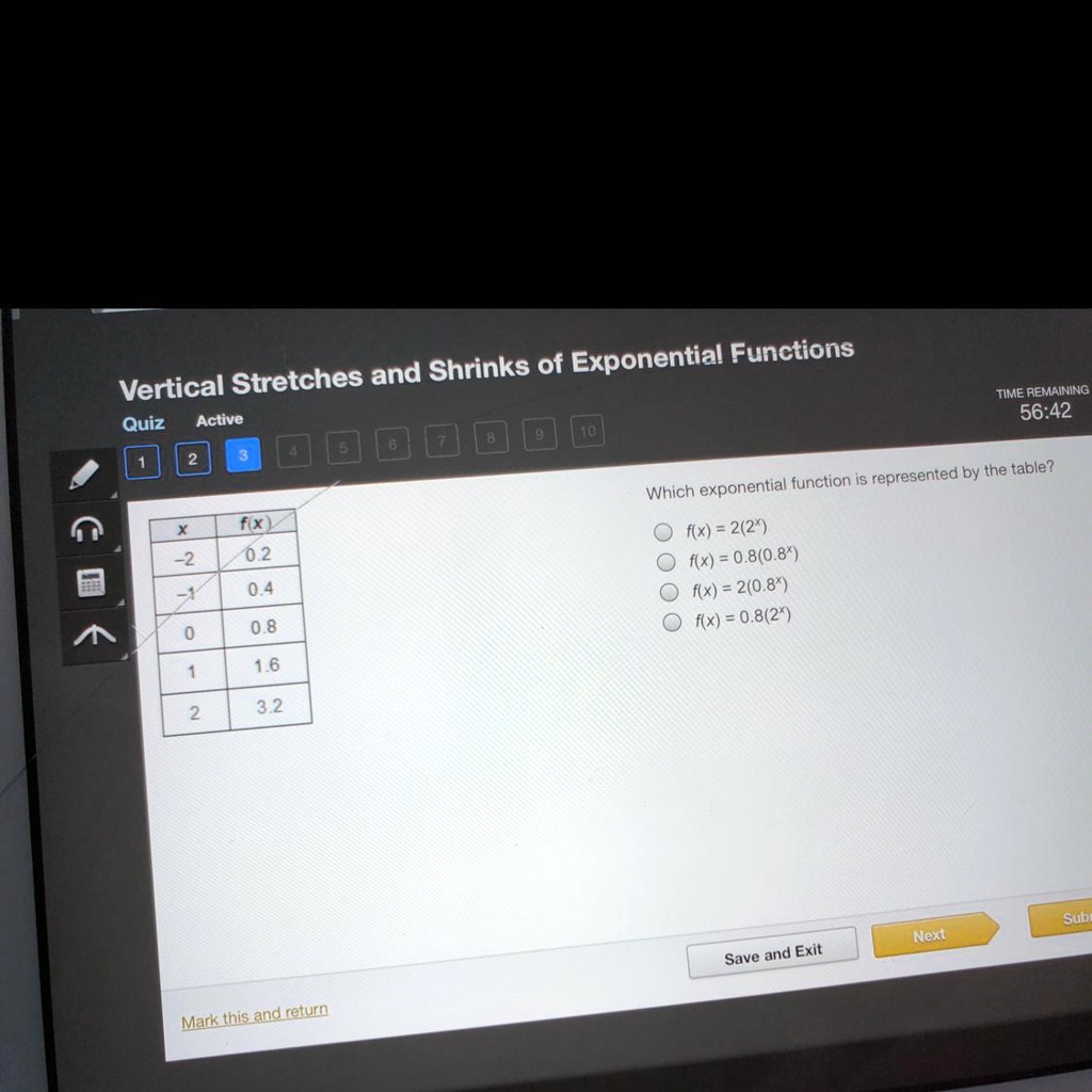SOLVED: 'which exponential function is represented by the table? and Shrinks of Exponential ...