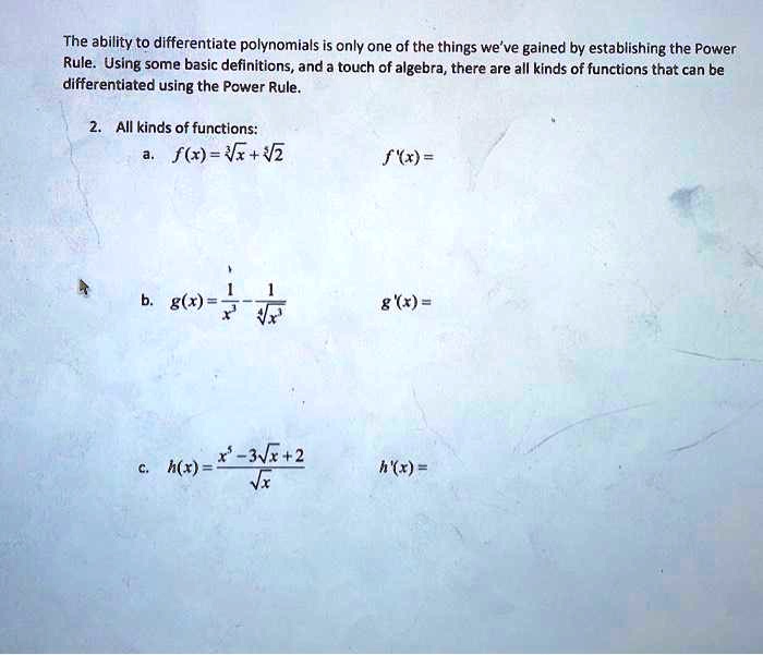 SOLVED:The ability to differentiate polynomials is only one of the ...