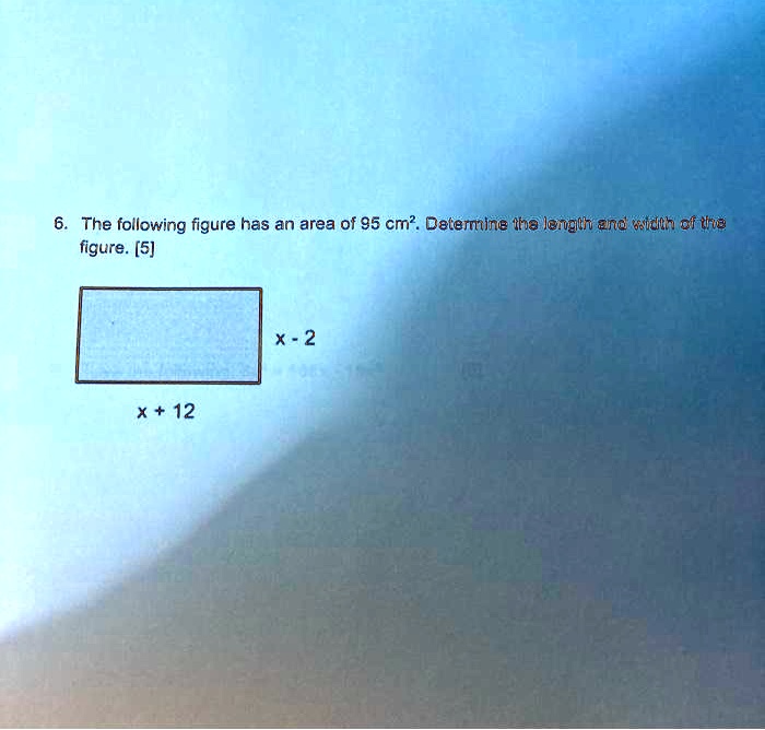 SOLVED: The following figure has an area of 95 cm?. Determline Ina ...