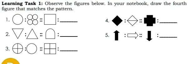 SOLVED: Learning Task 1: Observe the figures below. In your notebook; draw the fourth figure ...