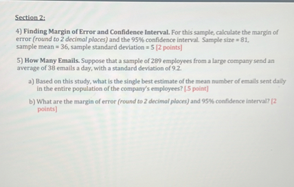 section 2 4 finding margin of error and confidence interval for this sample calculate the margin ...