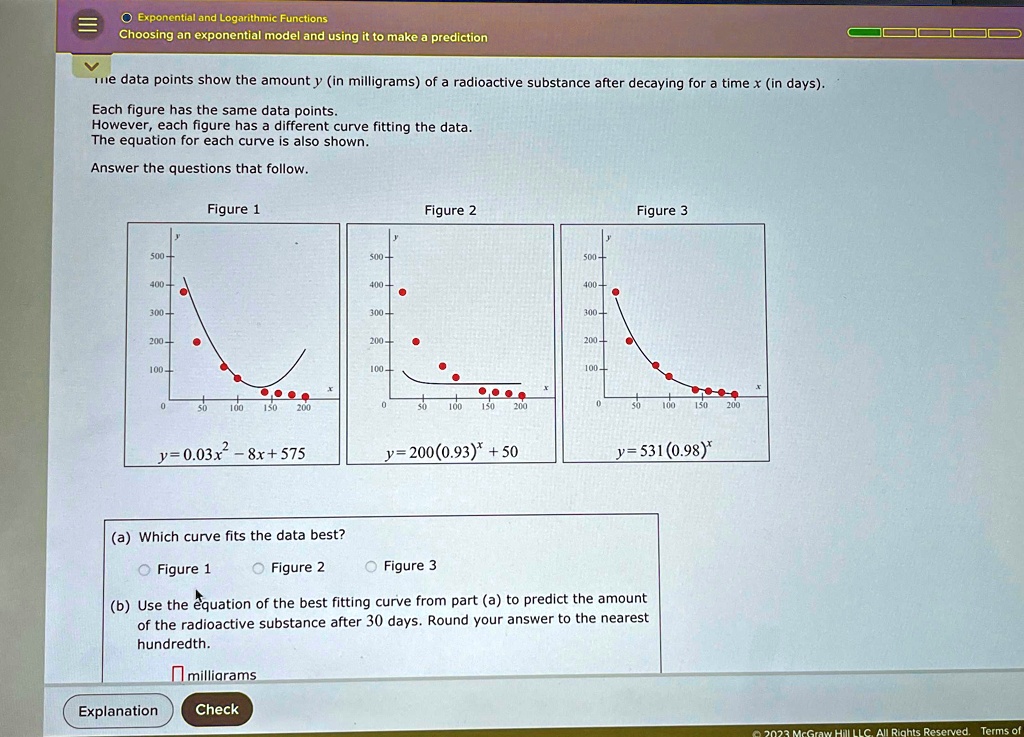SOLVED: Exponential and Logarithmic Functions Choosing an exponential ...