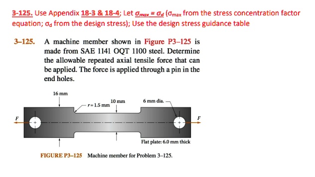 3-125. Use Appendix 18-3 18-4; Let σmax = (σmax from...
