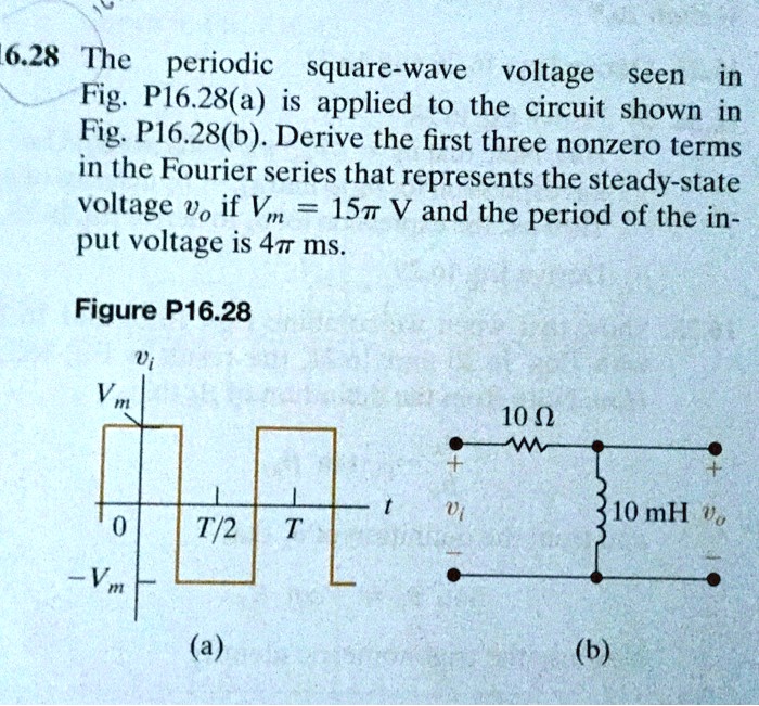 6.28 The periodic square-wave voltage seen in Fig. P16.28a is applied ...