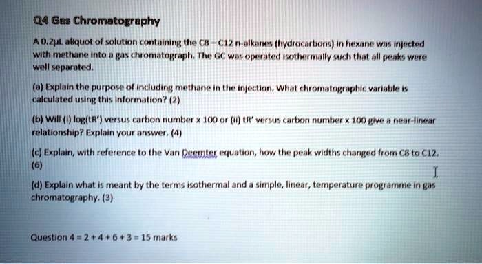 SOLVED: Q4 Gas Chromatography A 2 Î¼l aliquot of solution containing ...