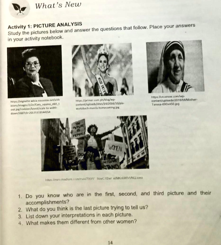 What's New Activity 1: PICTURE ANALYSIS Study the pictures below and ...