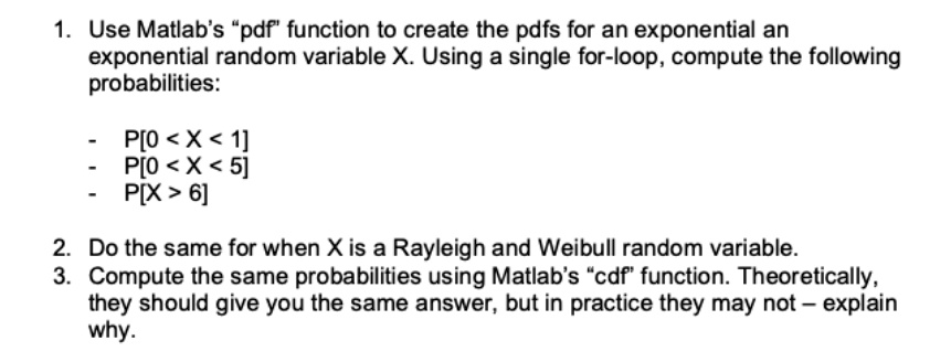 Use Matlab S Pdf Function To Create The Pdfs For An Exponential An Exponential Random Variable