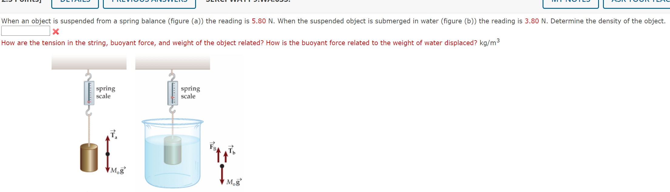 SOLVED: How are the tension in the string, buoyant force, and weight of ...