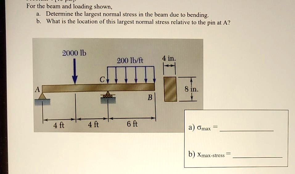 For the beam and loading shown, a. Determine the largest normal stress ...