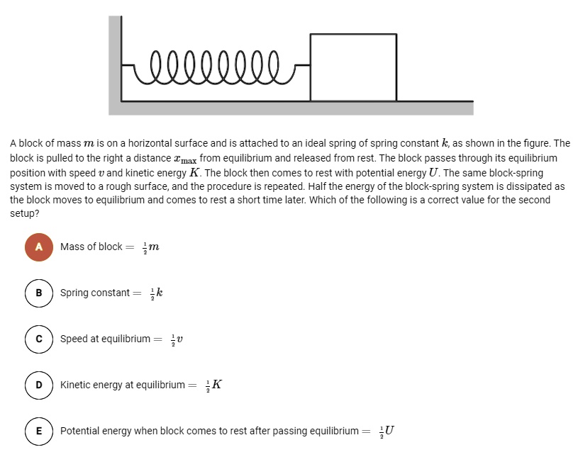 aocqqqq a block of mass m is 0n horizontal surface and is attached to an ideal spring of spring ...