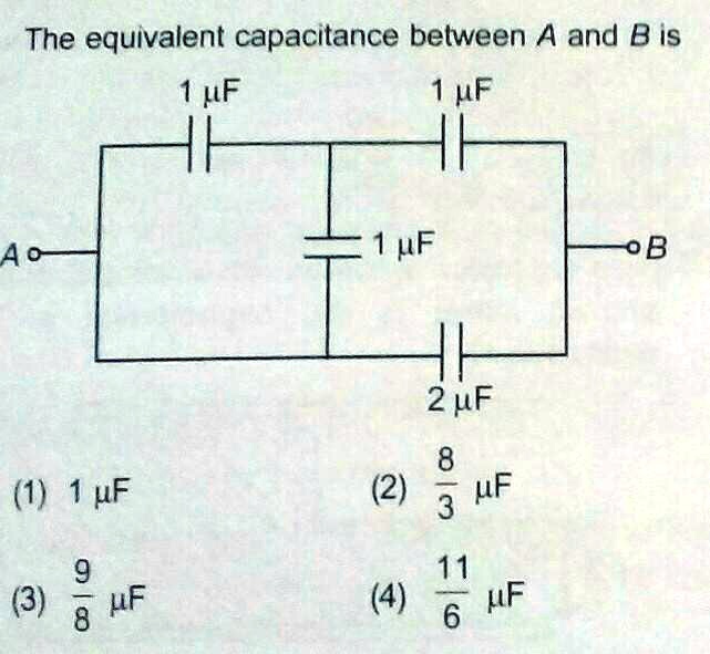 SOLVED: 'the equivalent capacitance between a and b The equivalent capacitance between A and B ...