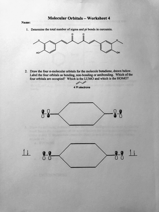 SOLVED: Molecular Orbitals Worksheet Question 1: Determine the total ...
