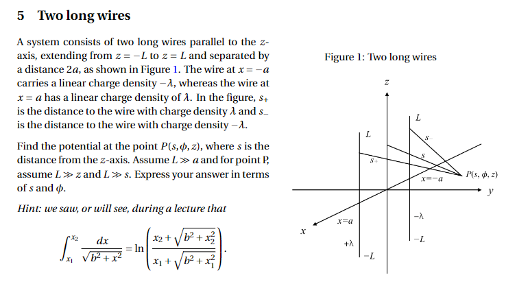 SOLVED: 5 Two long wires A system consists of two long wires parallel ...