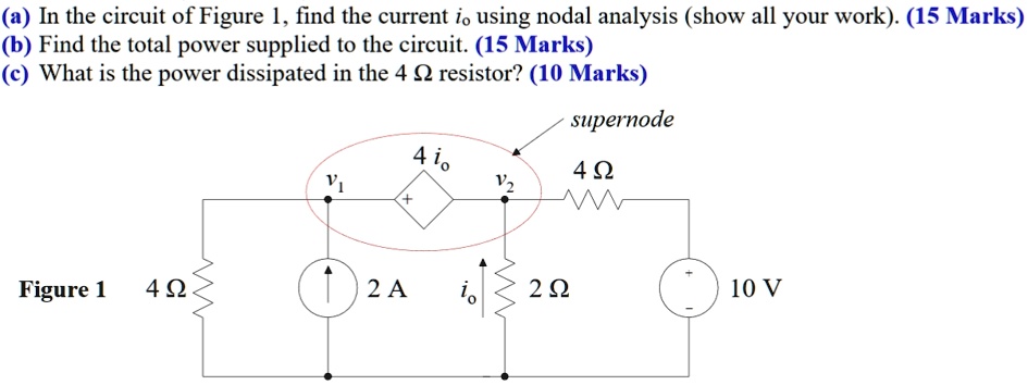 Solved A In The Circuit Of Figure 1 Find The Current Io Using Nodal 2356