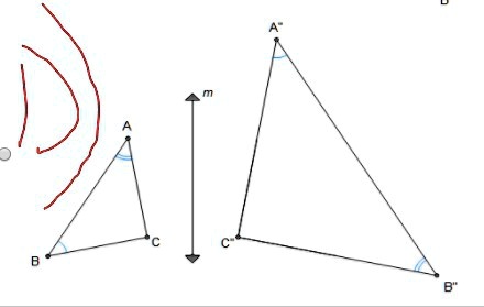 triangle abc was reflected over line m then dilated by a scale factor between 0 and 1 which ...
