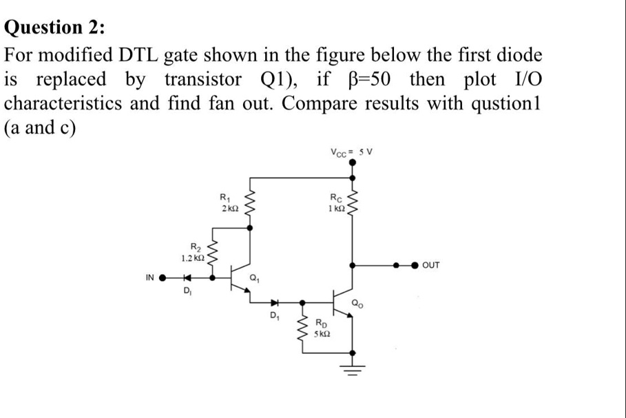 SOLVED: Question 2: For modified DTL gate shown in the figure below, the first diode is replaced ...