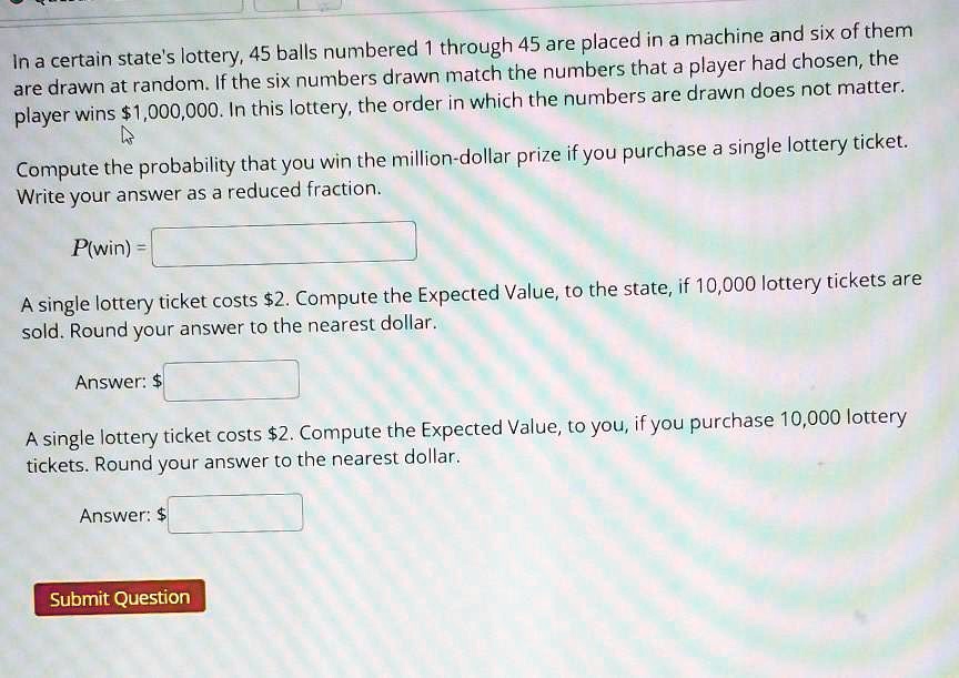 through 45 are placed in a machine and six of them in a certain states ...