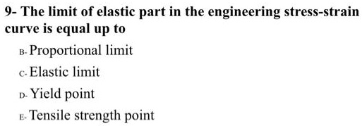 SOLVED: Hello, please solve the question. 9 - The limit of the elastic part in the engineering ...