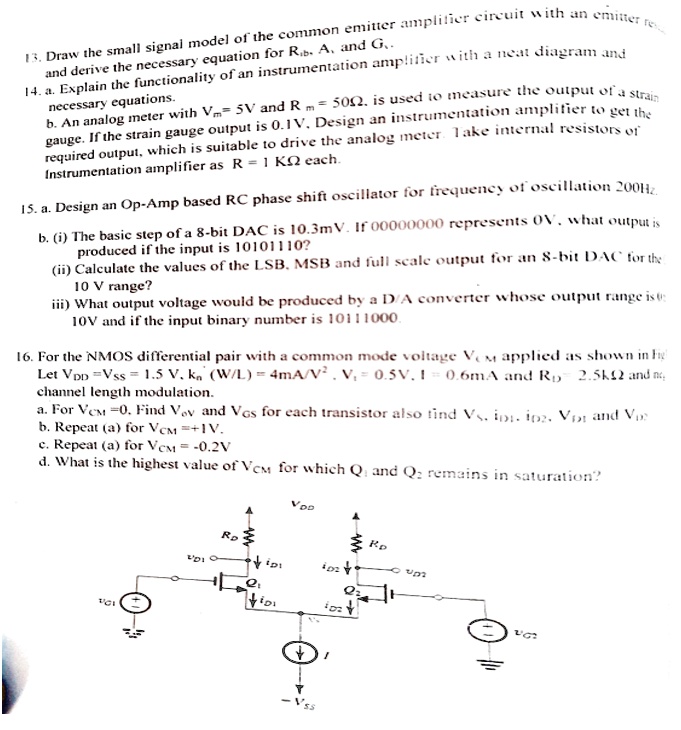 Draw the small signal model of the common emitter amplification circuit ...