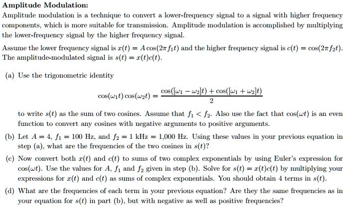 VIDEO solution: Amplitude Modulation: Amplitude modulation is a ...