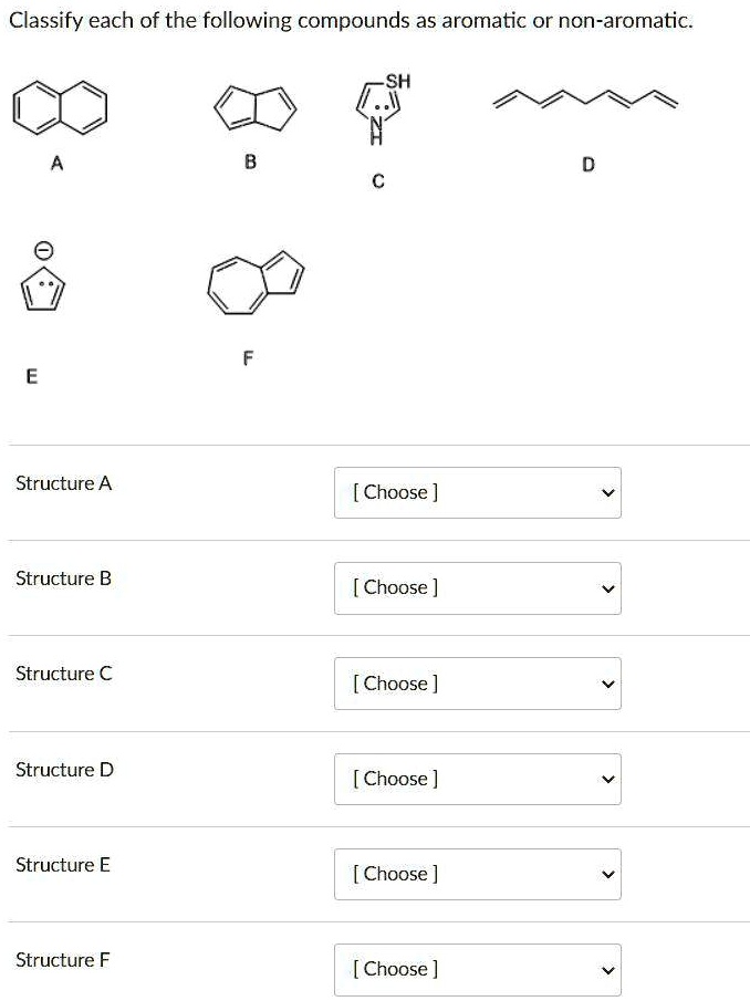 SOLVED: Classify each of the following compounds as aromatic or non ...