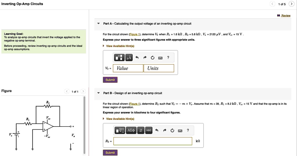 Inverting Op Amp Circuits Part A Calculating The Output Voltage Of An Inverting Op Amp Circuit