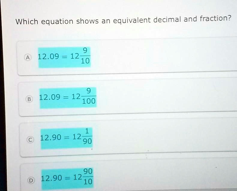 SOLVED: "fractions (I don't know much about them) Which equation shows ...