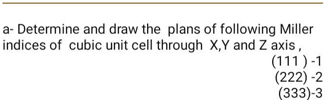 SOLVED: a-Determine and draw the plans of following Miller indices of ...