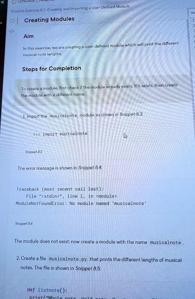Solved Practice Exercise 8 1 Creating And Importing A User Defined Module Creating Modules Aim