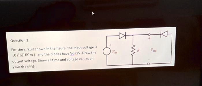 SOLVED: Question 2: For the circuit shown in the figure, the input voltage is 10sin(100t) and ...
