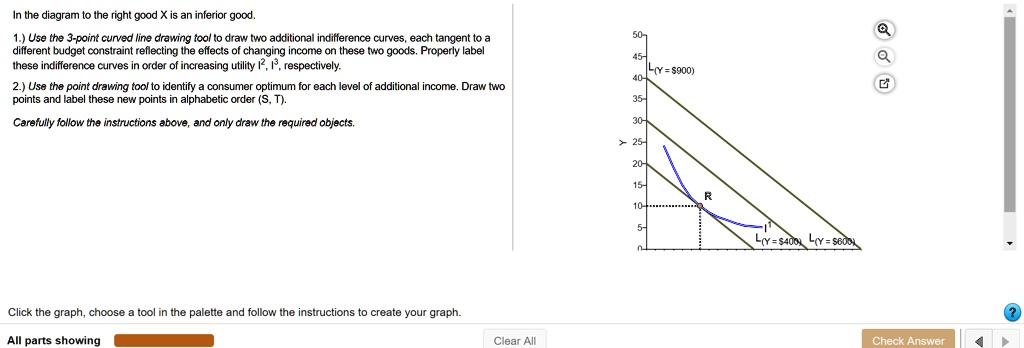 SOLVED: In the diagram Ihe right good Xis an inferior good: 1) Use the 3-point curved line ...
