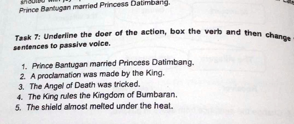 task 7 underline the doer of the action box the verb and then change ...