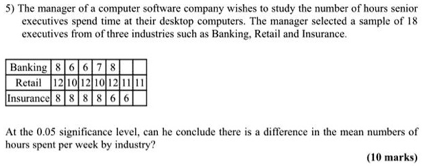 5 the manager of a computer sofiware company wishes to study the number ...