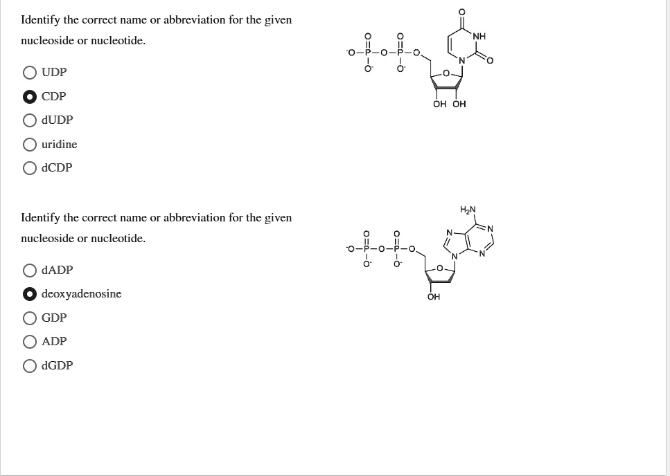 SOLVED: Identify the correct name or abbreviation for the given ...