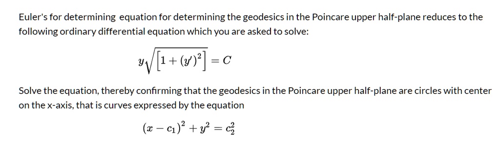 VIDEO solution: Euler's equation for determining the geodesics in the ...