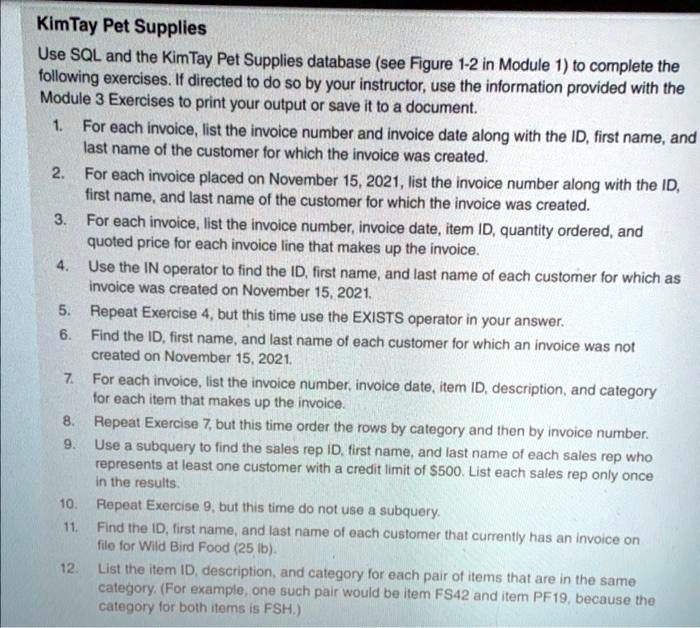 kimtay pet supplies use sql and the kimtay pet supplies database see ...